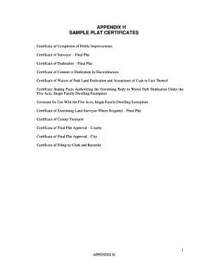 Fillable Online SAMPLE PLAT CERTIFICATES Fax Email Print - pdfFiller