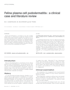 Fillable Online Feline plasma cell pododermatitis : a clinical Fax ...