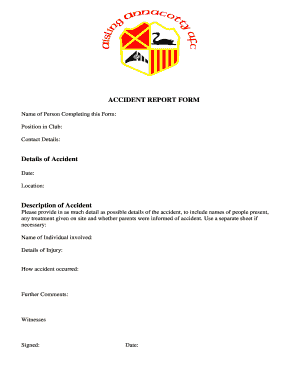 Fillable Online inform fai ACCIDENT REPORT FORM Details of Accident ...