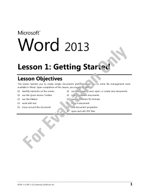 Fillable Online Lesson 1: Getting Started - CCI Learning Fax Email Print - pdfFiller