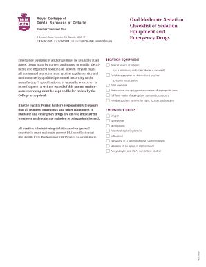 Fillable Online Oral Moderate Sedation Checklist of Sedation Equipment ...
