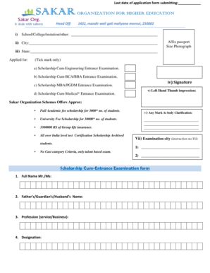 Fillable Online SAKARORGANIZATION FOR HIGHER EDUCATION Fax Email Print - pdfFiller