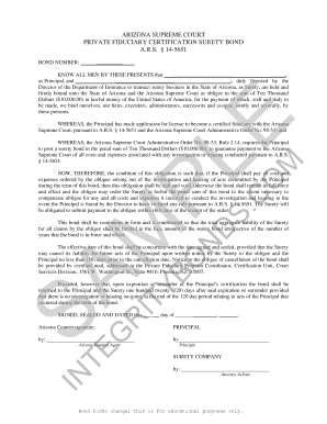 Fillable Online Private Fiduciary Bond Form - Surety Bond Fax Email ...