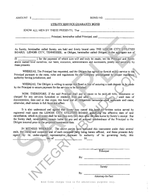 Fillable Online UTILITY BOND FORM.doc Fax Email Print - pdfFiller