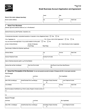 Fillable Online Small Business Account Application and Agreement ...