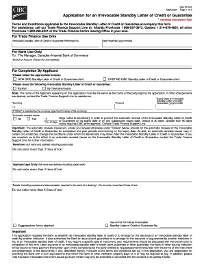 Fillable Online Application for an Irrevocable Standby Letter of Credit ...