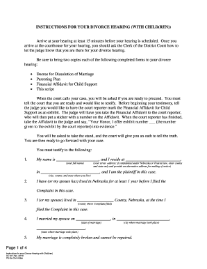 Fillable Online INSTRUCTIONS FOR YOUR DIVORCE HEARING Fax Email Print ...