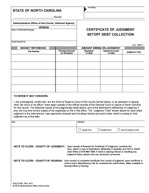 Fillable Online nccourts STATE OF NORTH CAROLINA County Administrative ...