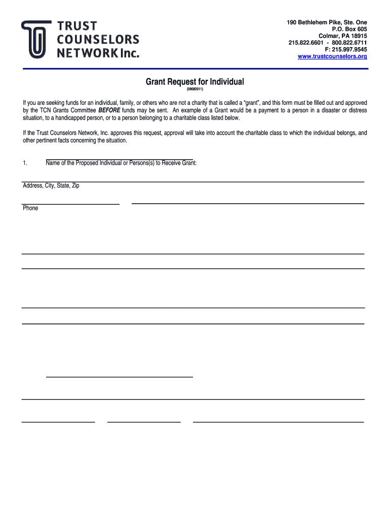Fillable Online trustcounselors Grant Approval Form.doc Fax Email Print ...