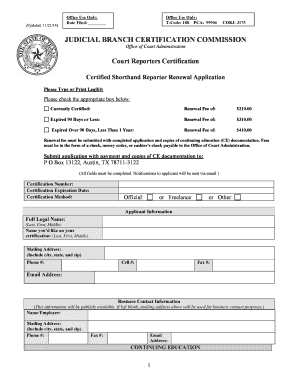 Fillable Online txcourts COURT REPORTERS CERTIFICATION BOARD - Texas ...