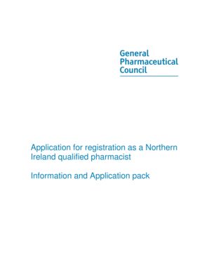 Fillable Online pharmacyregulation Northern Ireland information pack ...