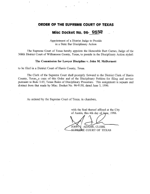 Fillable Online The Supreme Court of Texas hereby appoints the ...