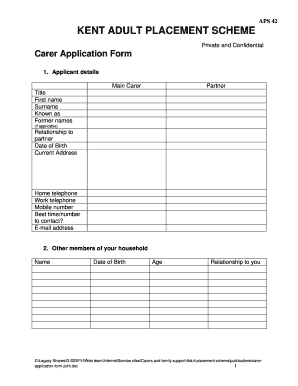 Fillable Online Carer-application-form-joint Fax Email Print - pdfFiller