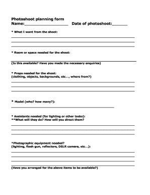 Fillable Online Photoshoot planning form Fax Email Print - pdfFiller