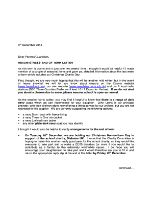 Fillable Online End of Term Letter- December 2014 - Presdales School ...