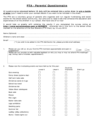 Fillable Online PTA - Parents' Questionnaire Fax Email Print - pdfFiller