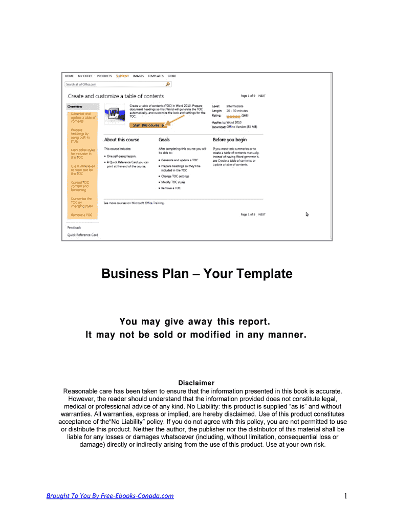 Fillable Online Business Plan Your Template Fax Email Print - pdfFiller