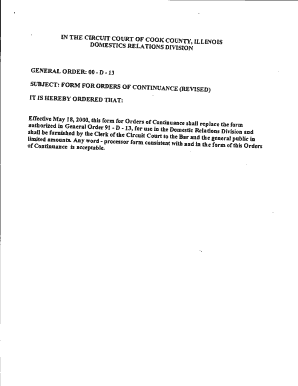 Fillable Online General Order 00 D 13 - Form for Orders of Continuance ...