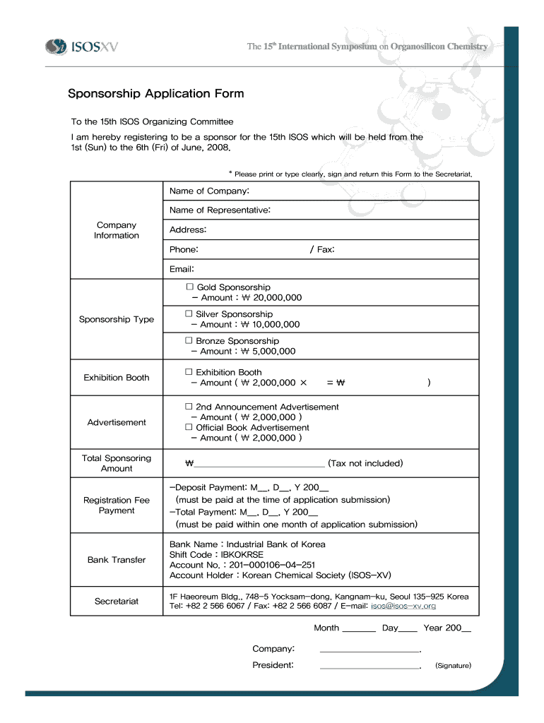 Fillable Online sicenter yonsei ac To the 15th ISOS Organizing ...