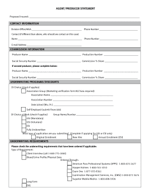 Fillable Online pacificadvisors Agent Producer Statement Fax Email ...