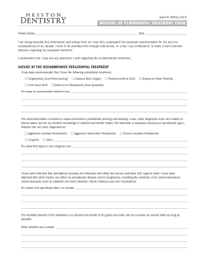 Fillable Online REFUSAL OF PERIODONTAL TREATMENT FORM Fax Email Print ...