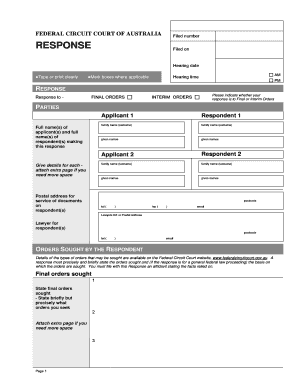 Fillable Online PDF printable version of Response form - Federal ...