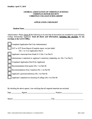 Fillable Online Chr coll scholar prog cklst - Georgia Association of ...