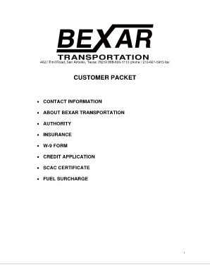 Fillable Online CUSTOMER PACKET - Bexar Transportation Fax Email Print ...