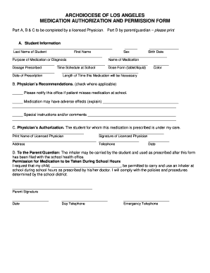 Fillable Online Medication Authorization - St Bede Fax Email Print ...