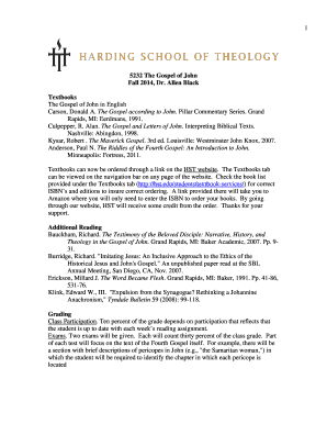 Fillable Online hst Gospel of John - Harding School of Theology - hst ...