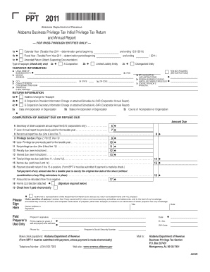 Fillable Online FORM PPT 2011 *111101PP* Alabama Department of Revenue ...