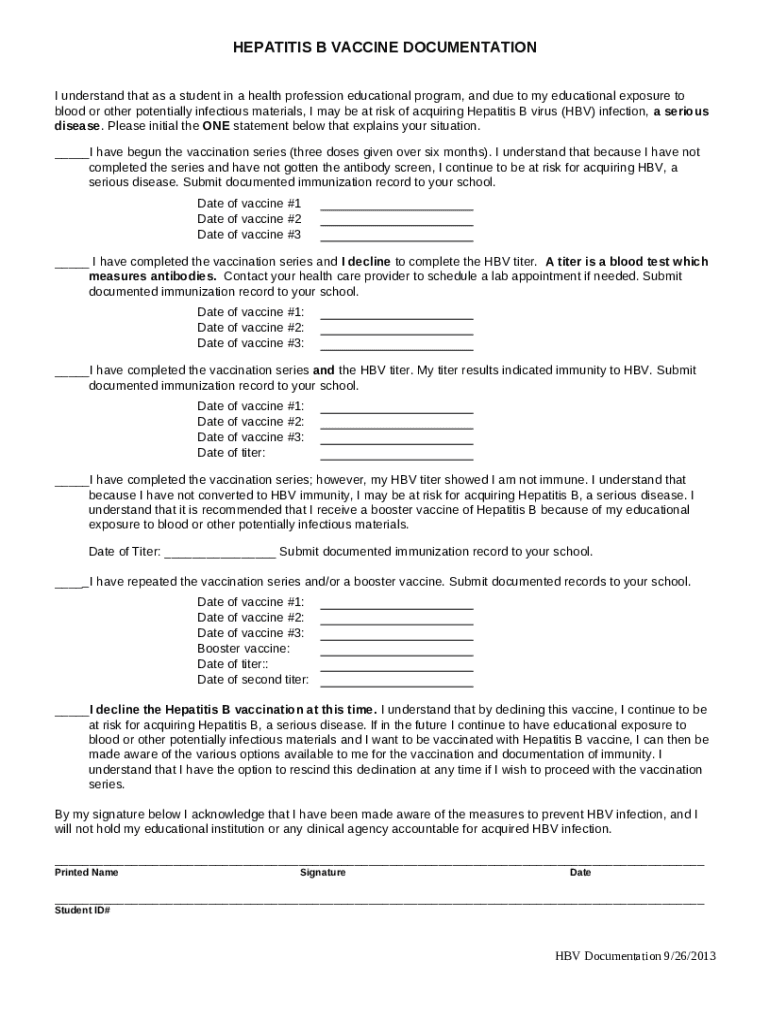 osha hep b declination Doc Template | pdfFiller
