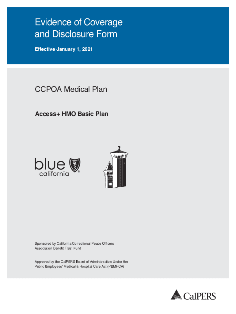 Fillable Online Evidence of Coverage and Disclosure - CCPOA Medical ...