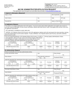 MSP RI-092A MiCJIN Admin App Request - State of Michigan Doc Template ...