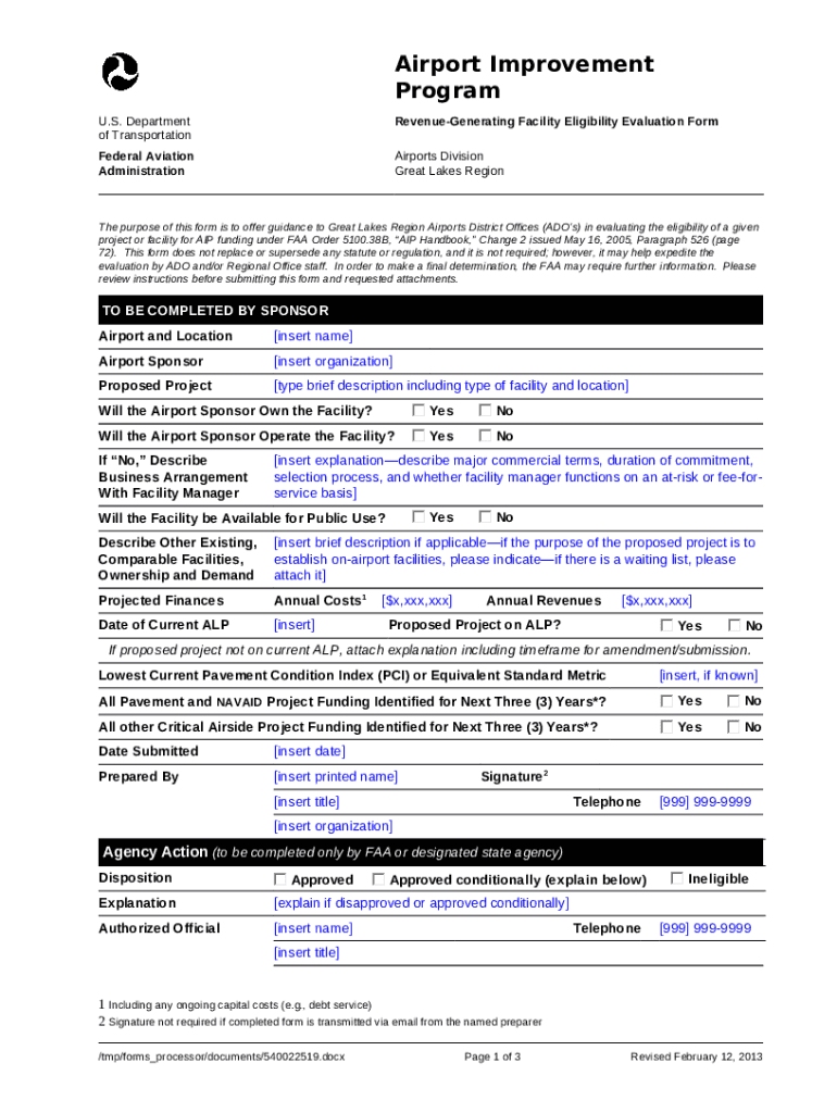 Revenue-Generating Facility Eligibility Evaluation Doc Template | pdfFiller