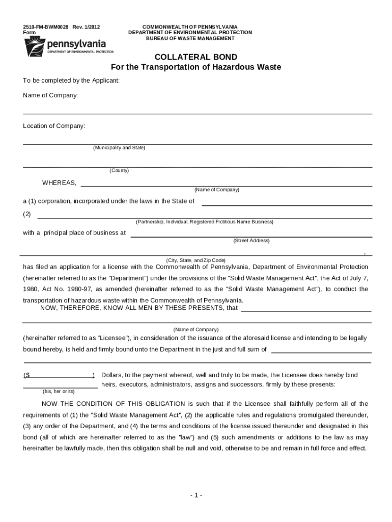 Collateral Bond - Studylib Doc Template | pdfFiller