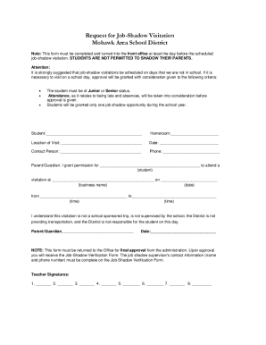Fillable Online job shadow form.doc Fax Email Print - pdfFiller