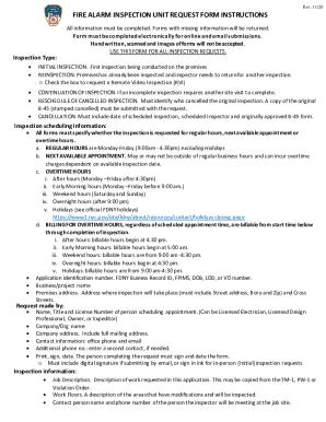 Fillable Online FIRE ALARM INSPECTION UNIT REQUEST FORM INSTRUCTIONS ...