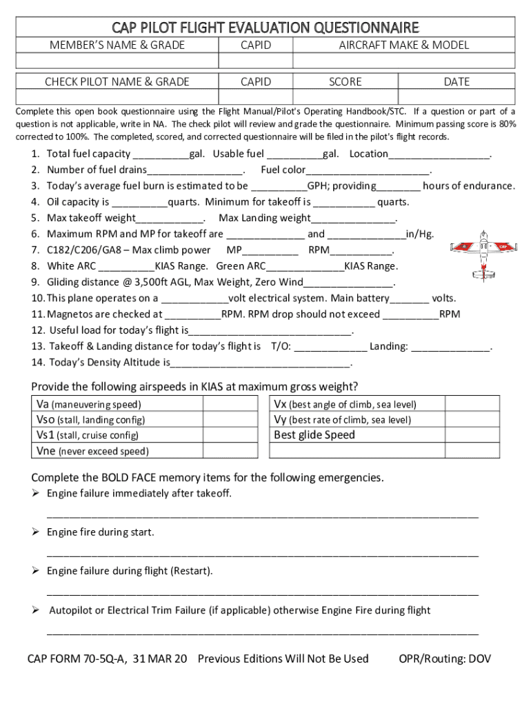 Cap Aircraft Questionnaire - Fill Online, Printable, Fillable, Blank ...