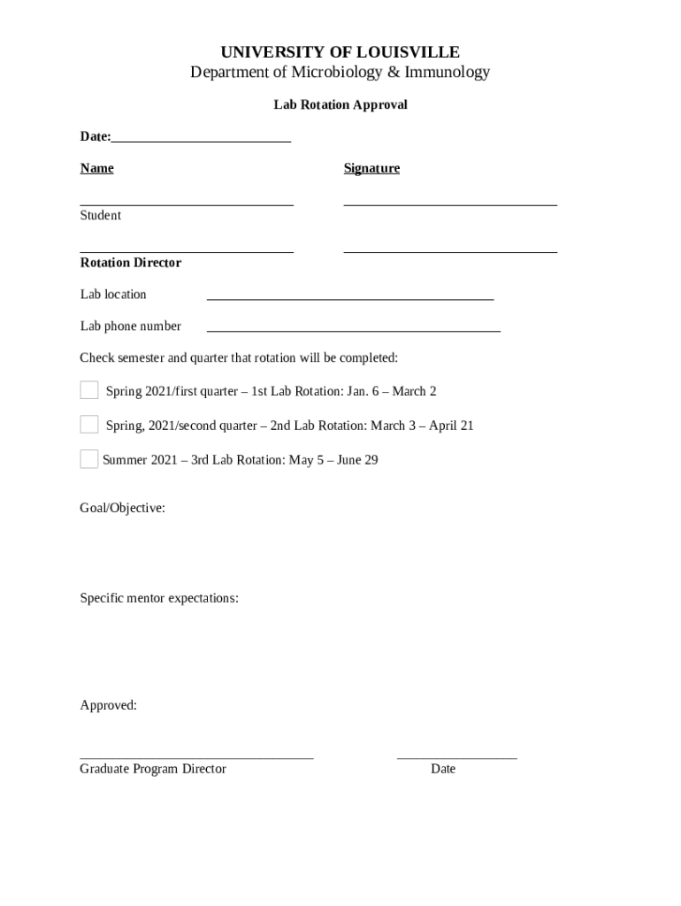 Lab Rotation Approval Doc Template | pdfFiller