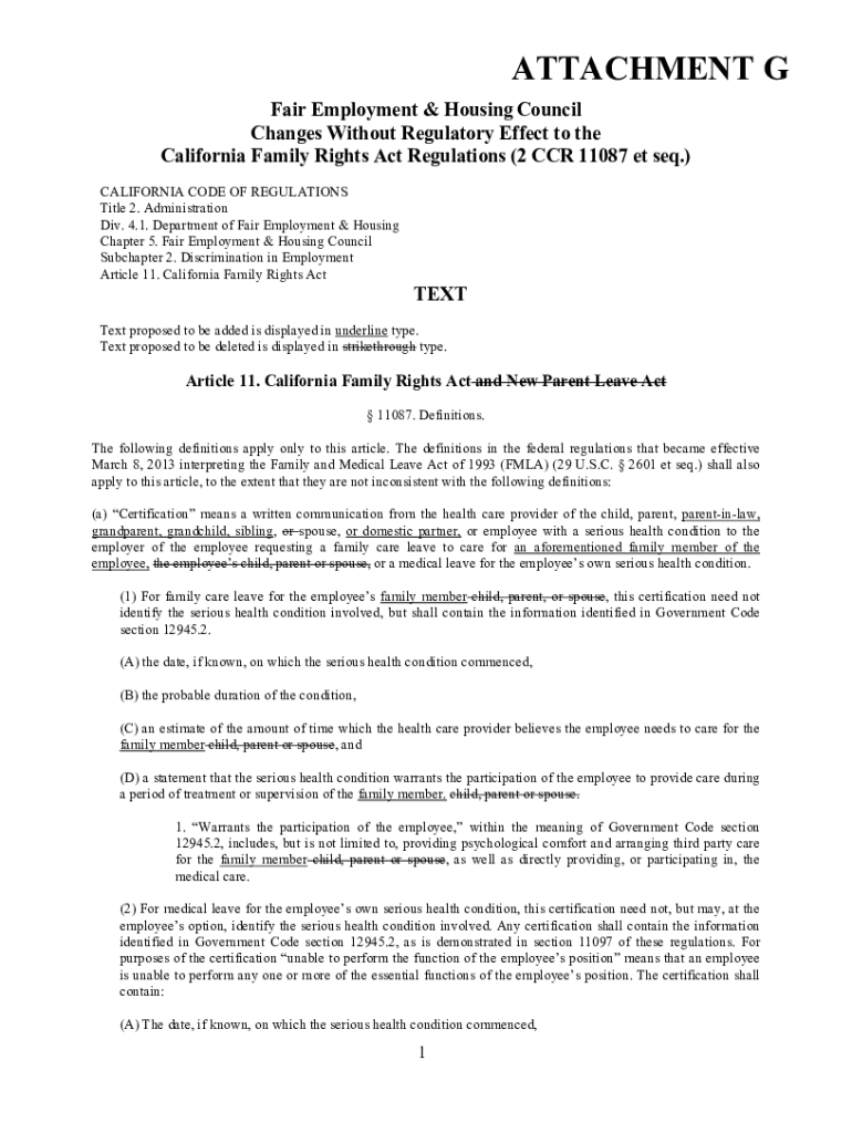 Fillable Online Attachment G - Changes Without Regulatory Effect to the ...