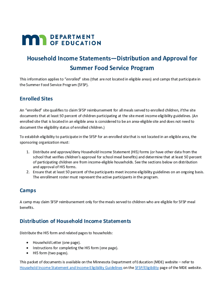Fillable Online education mn Household Income Statement Form ...