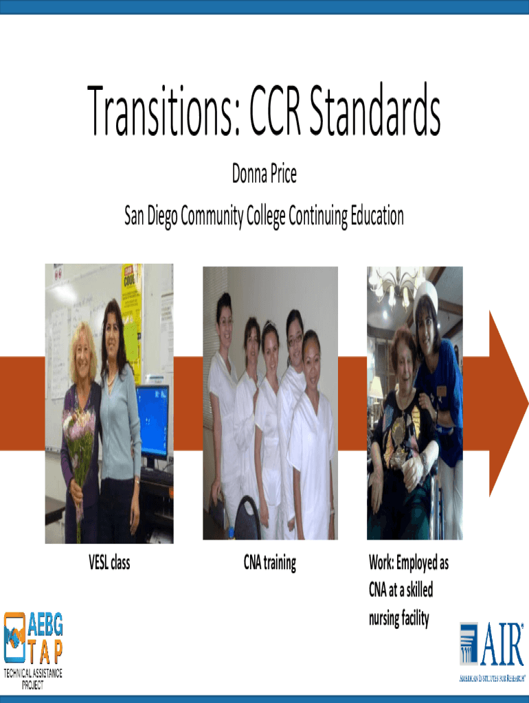 Fillable Online Transitions: CCR Standards - Mt. SAC Regional ...