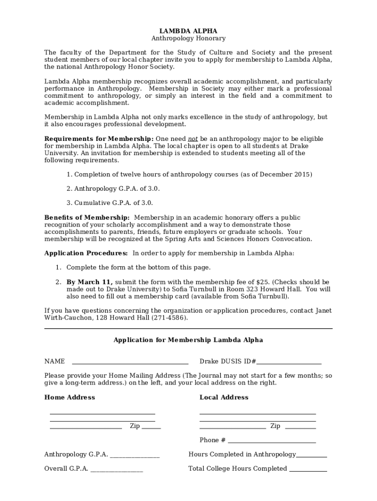 Lambda Application - Drake University Doc Template | pdfFiller