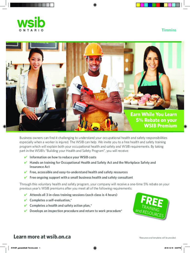Fillable Online 5% Rebate on WSIB Premiums - Your health and safety ...