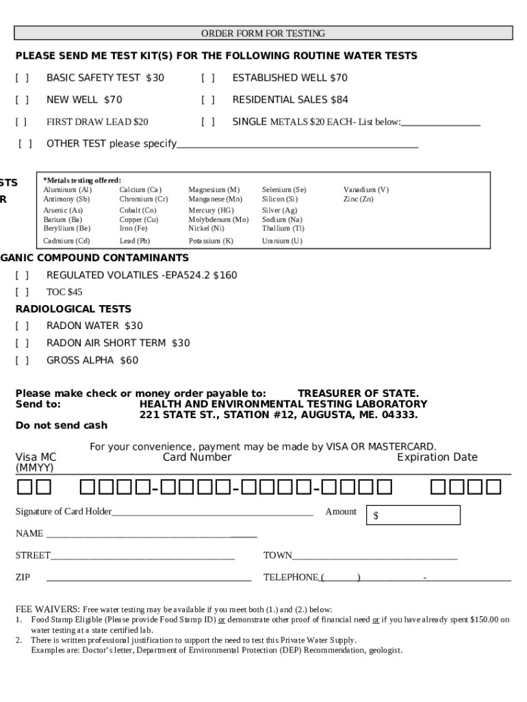 Request a Free Well Water Test Kit - aquascience.net Doc Template ...