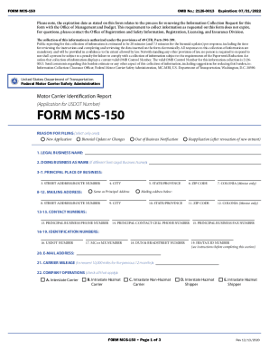 Fillable Online FMCSA Form MCS-150. Motor Carrier Identification Report ...