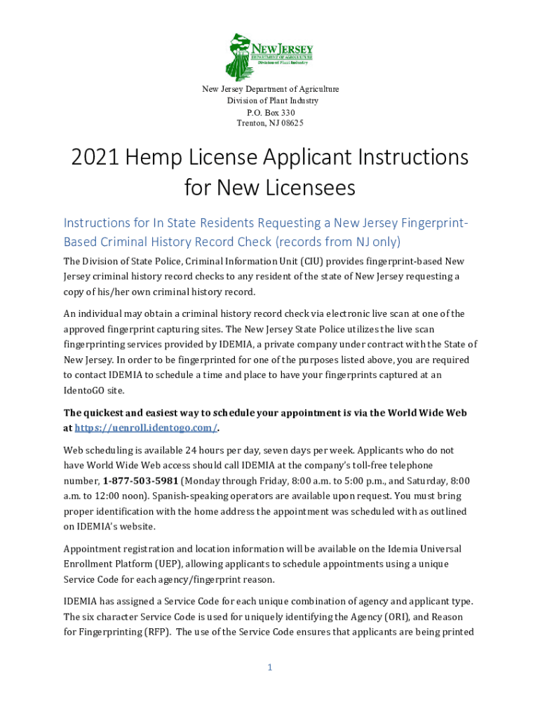 Fillable Online 2021 Hemp License Applicant Instructions for New ...