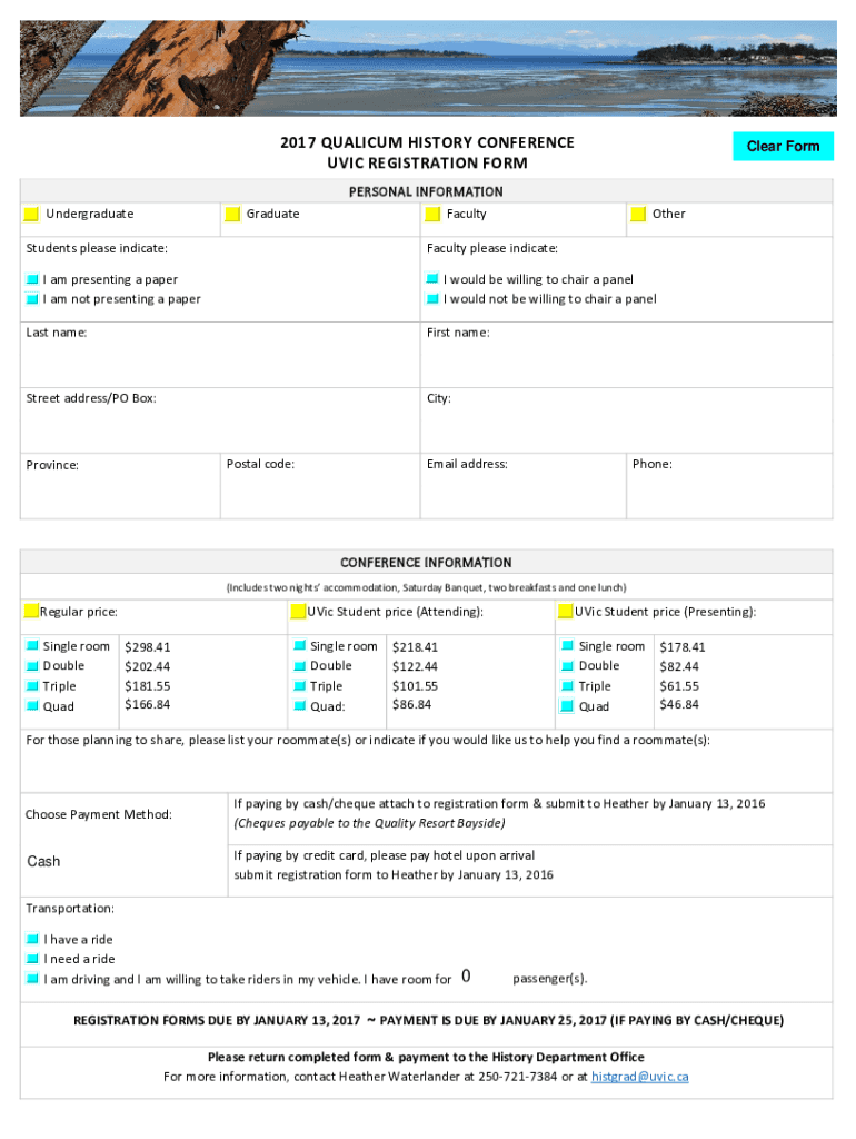 Fillable Online UVIC REGISTRATION FORM Fax Email Print - pdfFiller