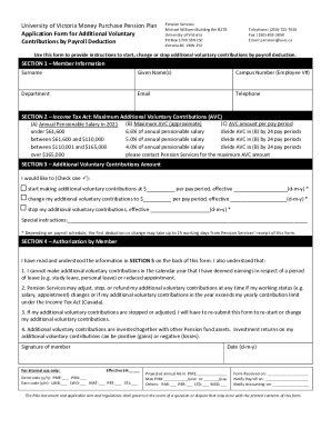 Fillable Online Application for additional voluntary contributions ...
